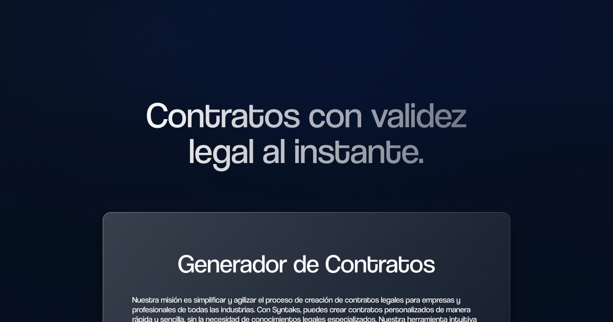 Contratos Legales Personalizados al Instante con Syntaks